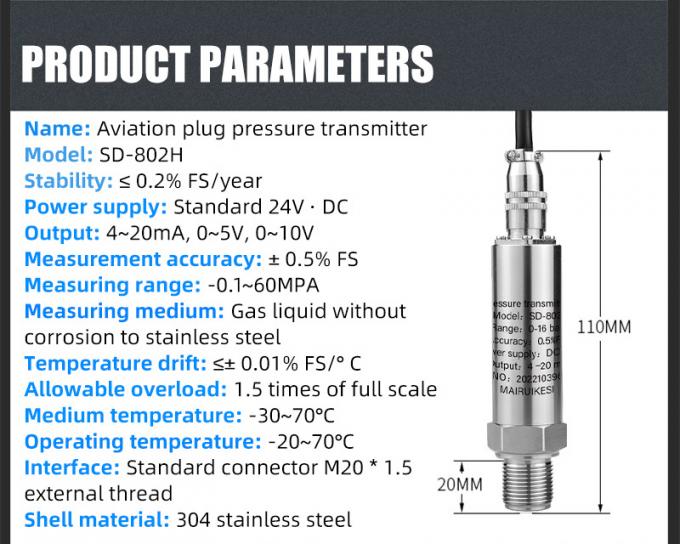 0.5%FS Aviation Plug Explosion-Proof Smart Pressure Transmitter for ...