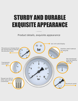 100mm Stainless Steel Housing Pressure Manometer for Heavy Duty ...