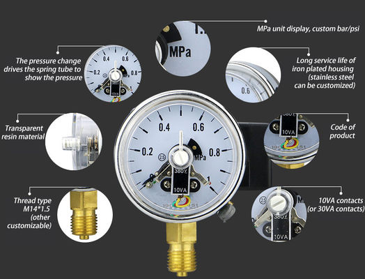 Stainless Steel Housing Electric Contact Manometer for Water/Gas/Oil ...